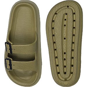 Weweya Men Women Bathroom Shower Slipper Indoor Home Beach Quick Drying Pillow Slipper Green Men Size 10 10.5 Women Size 11 11.5