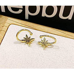 Simple CZ Star Cuff Wrap Earrings Cute Snowflake Crystal Twinkle Helix Cartilage Clip on Earrings Non Piercing Cartilage Earrings Hexagram ear cuff (snowflake ear cuff-gold)