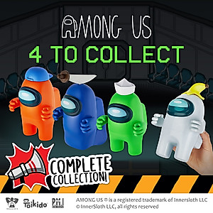 P.M.I. Among Us Action Figure | One of Four 6.7-Inch-Tall Collectibles | Among Us Toys and Playable Mini Toys | Green Crewmate in The White Folded Paper Hat with Hidden Hat and Hands | Kids’ Toys