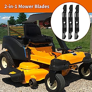 942-04053C Mower Blades Fit for Cub-Cadet 50" Deck, 742-04053 2-in-1 Blade Compatible with Cub Cad et LTX1050, RZT50, Troy Bilt Mustang 50, Toro LX500 Lawn Mowers, Replace 742-04053A 112-0316, 3 Pack