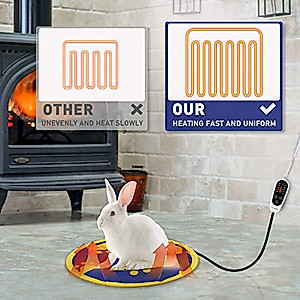 PUPPY LOVE Pet Heating Pad, Waterproof Dog Heating Pad Mat for Cat with 5 Level Timer and Temperature, Pet Heated Warming Pad with Durable Anti-Bite Tube Indoor for Dog Cat (12" Round)