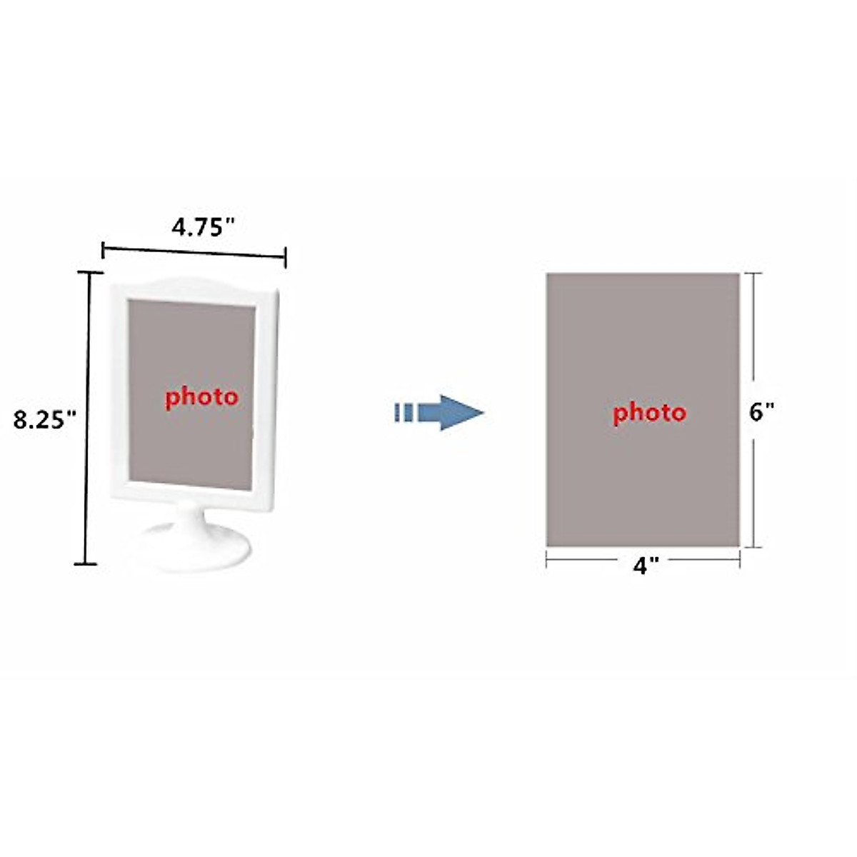 4 Pack Self Standing Red Photo Frame,Each Frame Holds 2 Pictures,Sign Holder 4x6"Pedestal Photo Frame with Inserts & Base,2 Sided Frame for Vertical Display Postcards,Tickets,Family Photo Frame