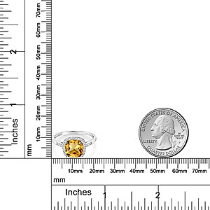 Gem Stone King 10K White Gold Cushion Cut 8MM Gemstone Birthstone and Accent Diamonds Halo Engagement Ring For Women | Wedding Anniversary Promise Ring For Women | Available In Size 5, 6, 7, 8, 9