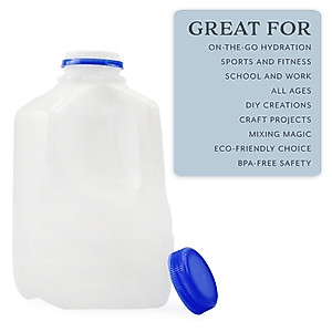 Cornucopia 32oz Plastic Jugs (6-Pack); 1-Quart / 32-Ounce Bottles with Caps for Juice, Water, Sports and Protein Drinks and Milk, BPA-Free