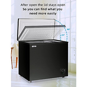 Chest Freezer WANAI 7.0 Cu.Ft Compact Chest FreezerDeep Freezers Free-Standing Top Door Freezer Removable Basket and Adjustable 7 Thermostat Open Deep Freezer Energy Saving Garage Basement Apartment K