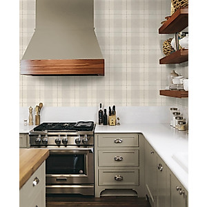 NextWall Lenox Hill Plaid Peel and Stick Wallpaper (Neutral)