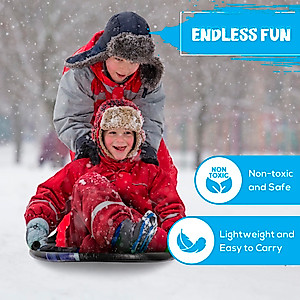 Slippery Racer Downhill Falcon Adults and Kids Foam Toboggan Snow Sled for Up to 2 Riders with Handles, Midnight Hologram Blue (1 Pack)