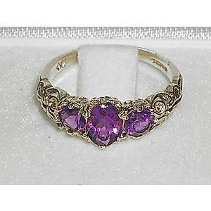 LetsBuyGold 925 Sterling Silver Real Genuine Amethyst Womens Anniversary Ring - Size 8