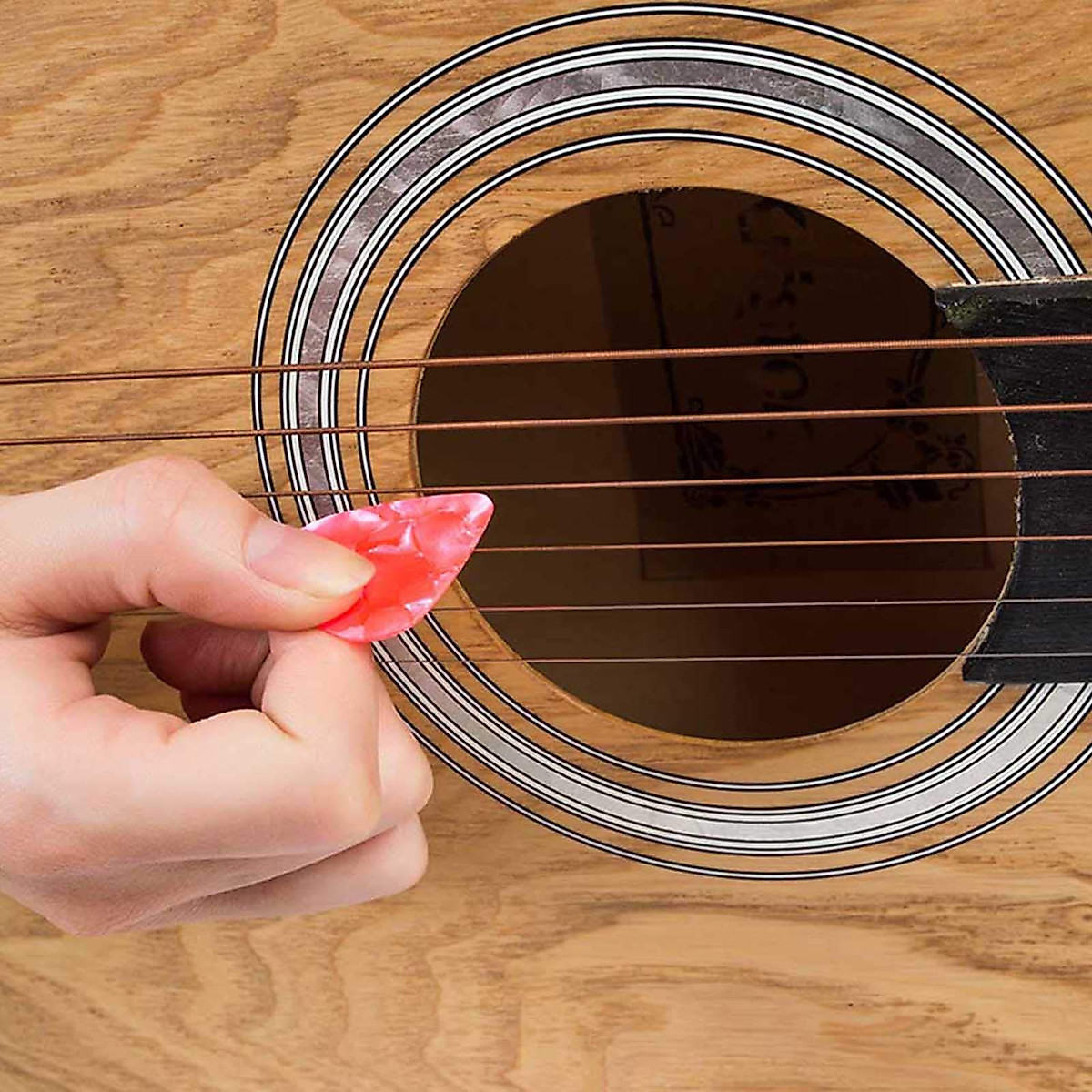 12 Pcs Celluloid Picks 0.46mm/0.71mm/0.96mm，With 3 Pcs Guitar Fretboard Stickers for Guitar Players