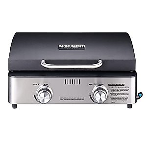 Monument Grills Portable Table Top Griddle, Flat Top Propane Gas Grill Griddle 22 inch 2-Burner 15,000 BTUs 312 sq. in. for Outdoor Cooking Camping, Black