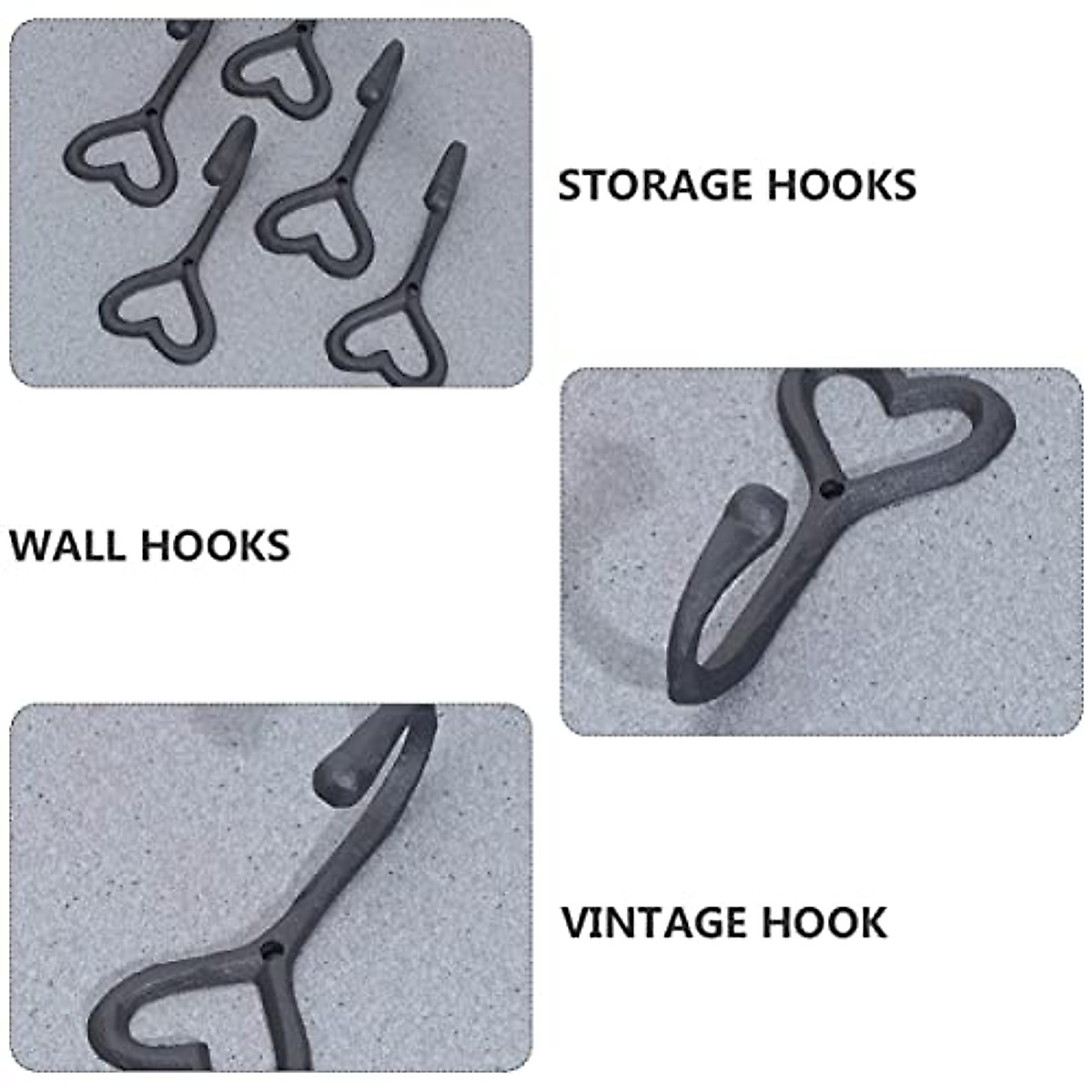 TEHAUX 2sets4pcs Heart- Shaped Decoration Metal Wall- Mounted Bathroom Shaped Shape Hook- Hangers Outdoor Hook Pictures, Scarf Cast Mount Kitchen Wall- Coat Storage Towels, Key