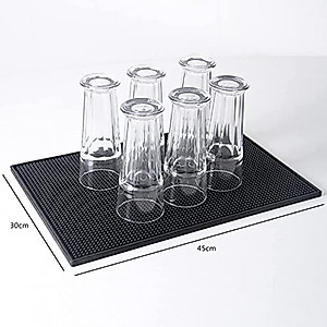 HighFree 3 Pack Black Bar Mat Spill Mat Glass Drying Mat Cocktail Mixing Service Mat for Counter Top (18"(L) x 12"(W))
