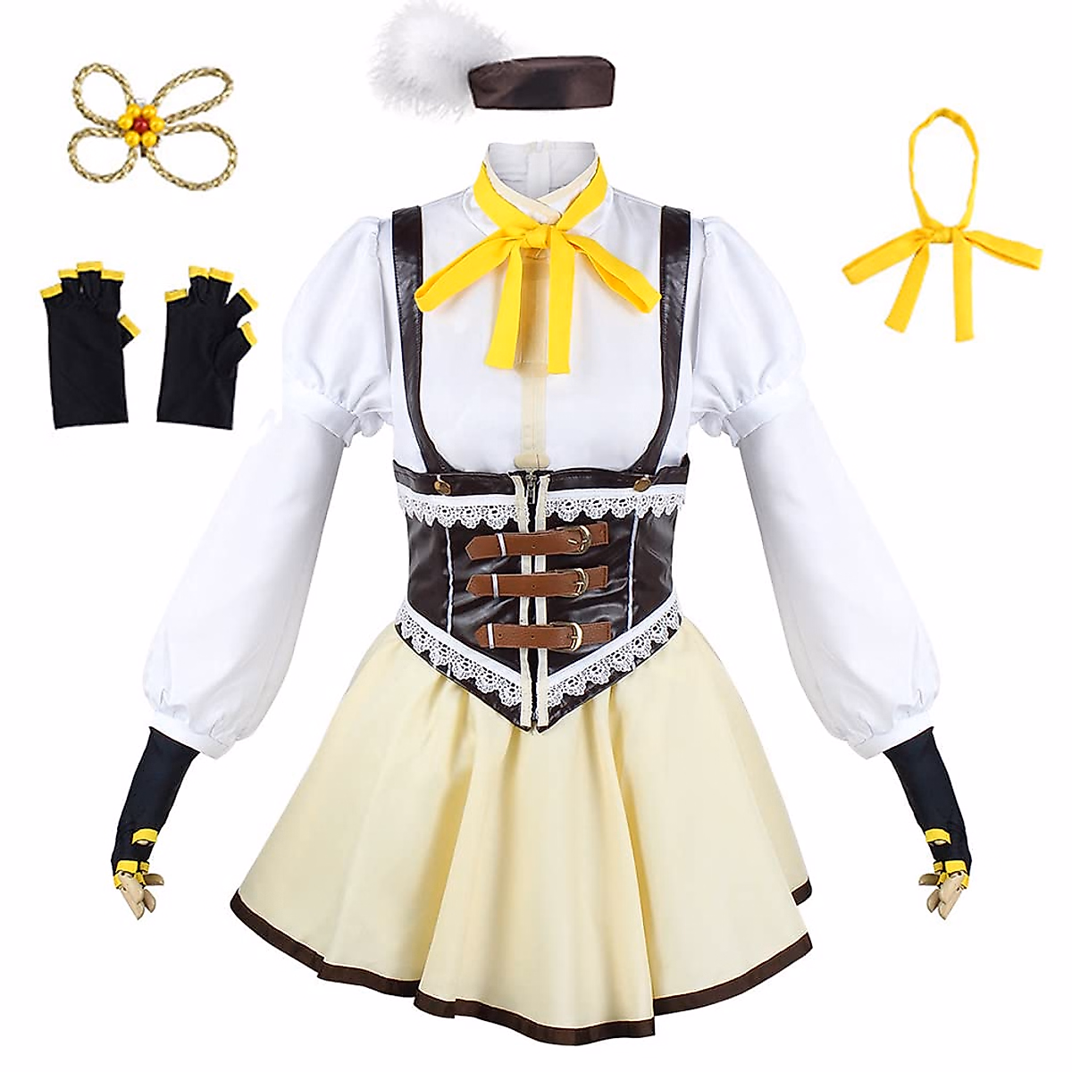 Lmetsky Magi Madoka Magica Cosplay Costume Outfit Tomoe Mami Cosplay Costume Uniform Dress Halloween Christmas
