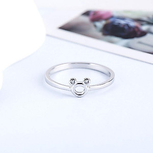 LGSY Sterling Silver Mini Mouse Shape Rings Wedding Engagement Promise Engraved Thin Rings for Women