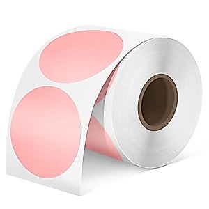 NELKO 2 Inch Pink Circle Thermal Stickers Labels, Self-Adhesive Round Thermal Stickers for Small Businesses, DIY Logo Design, Customized Thank You Stickers, QR Code 750 Labels/Roll