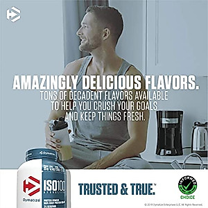 Dymatize ISO100 Hydrolyzed Protein Powder, 100% Whey Isolate Protein, 25g of Protein, 5.5g BCAAs, Gluten Free, Fast Absorbing, Easy Digesting, Cookies and Cream, 5 Pound