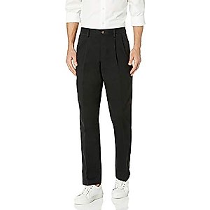 Amazon Essentials Men's Classic-Fit Wrinkle-Resistant Pleated Chino Pant (Available in Big & Tall), Black, 36W x 32L