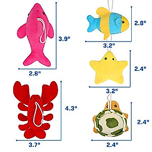 Hamsoo 30 Mini Stuffed Sea Creatures Toys - Carnival Prizes, Claw Machine, Goody Bags, Easter Eggs, Ocean Party Favors & Plush Keychains