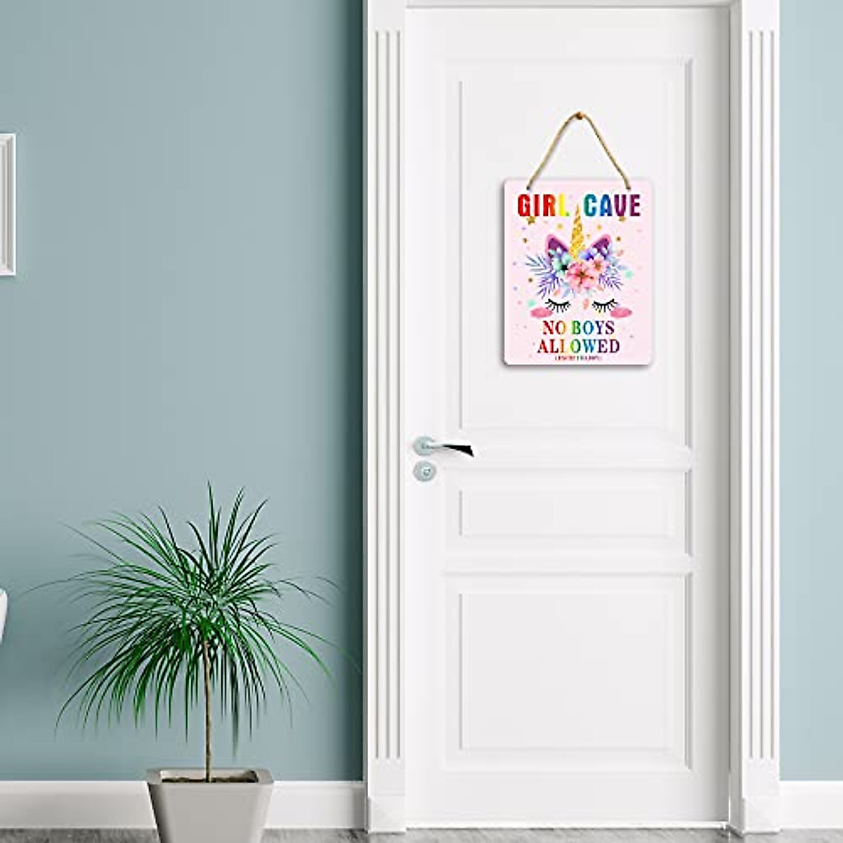 Uflashmi Girl Cave Sign, Little Baby Girl Room Decor Bedroom Wall Decor, 8x10 inch Metal Aluminum