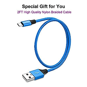 Micro USB Charger Cable Blue - Sagmoc Android Charging Cord Nylon Braided 5 Pack 2FT 3FT 6FT 6FT 10FT for Samsung S7 S6 Edge, Kindle, Note 5, Android Smartphone, MP3, Tablet and More