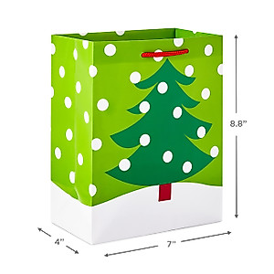 Image Arts 8" Medium Christmas Gift Bags, Polka Dots (Bulk Pack of 8 Holiday Bags for Classrooms, Party Favors, Gift Exchanges)