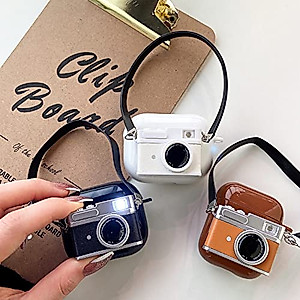LUVI Compatible with AirPods Pro Retro Camera Case Bag Hand Strap 3D Cartoon Funny Cute Glowing Flash Unique Fashion Shockproof Case for Girls Boys Kids Teens Women