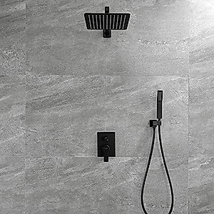 SHAMANDA Luxury Shower Set, Bathroom Single Handle Shower Faucet with Trim Valve Body Hand Shower Complete Kit, Premium Matte Black Rainfall Shower System, L70001-7