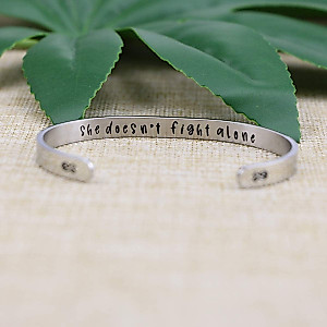 JoycuFF Breast Cancer Survivor Gifts for Women Cancer Awareness Bracelet Warrior Mantra Cuff Bangle Inspirational Encouragement Jewelry