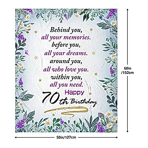 Mubpean 70th Birthday Gifts for Women - 70th Birthday Gifts Blanket - Best Gifts for 70 Year Old Woman - 70 Year Old Birthday Gifts for Woman - 70th Birthday Gift Ideas,Birthday Decor Blankets 60"x50"