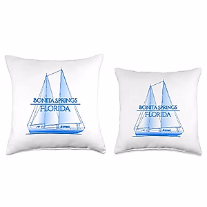 Bonita Springs Florida Sailing Nautical Designs Bonita Springs Florida Coastal Nautical Sailing Sailor Throw Pillow, 16x16, Multicolor