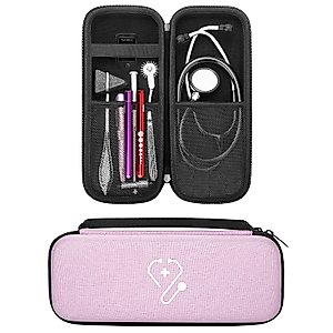 YINKE Stethoscope Case for 3M Littmann Classic III/Cardiology IV/Lightweight II S.E. & MDF Acoustica Stethoscope, Hard Organizer Storage Bag for Nurses and Doctors Accessory (Pink)