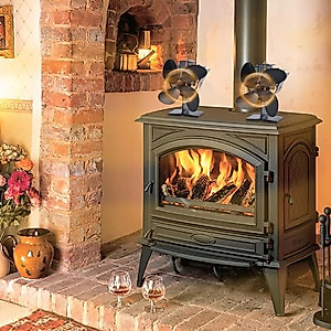 KIAASDSY 4-blade Heat Powered Wood Stove Fan, Fireplace Fan - Indoor Warm Air Circulation (1 set of 2)