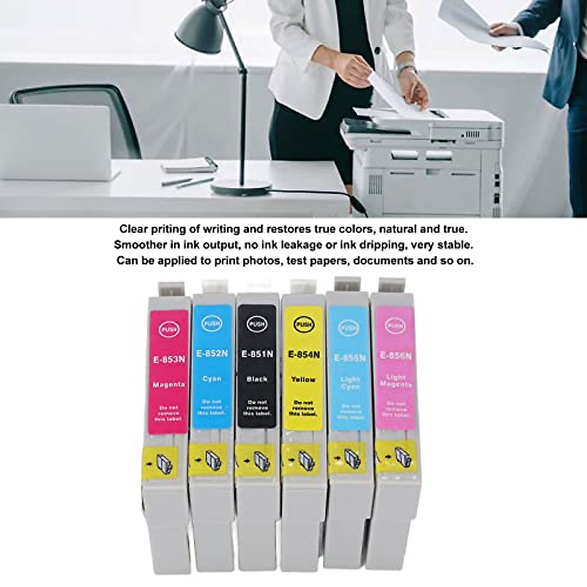 Ink Cartridge BK C M Y LC LM 6 Colors Printing Accessory Part Clear Printing Large Capacity Broad Utility for Photo Paper Document (T0811N/T0812N/T0813N/T0814N/T0815N/T0816N)