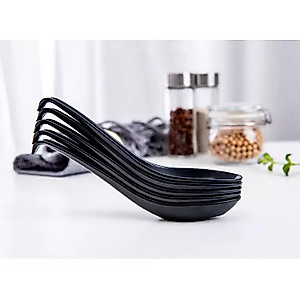 JapanBargain 3192, Set of 4 Soup Spoons Japanese Soup Spoons Chinese Soup Spoons Rice Spoons Pho Spoons Ramen Soup Spoons Wonton Soup Spoons, Black Color