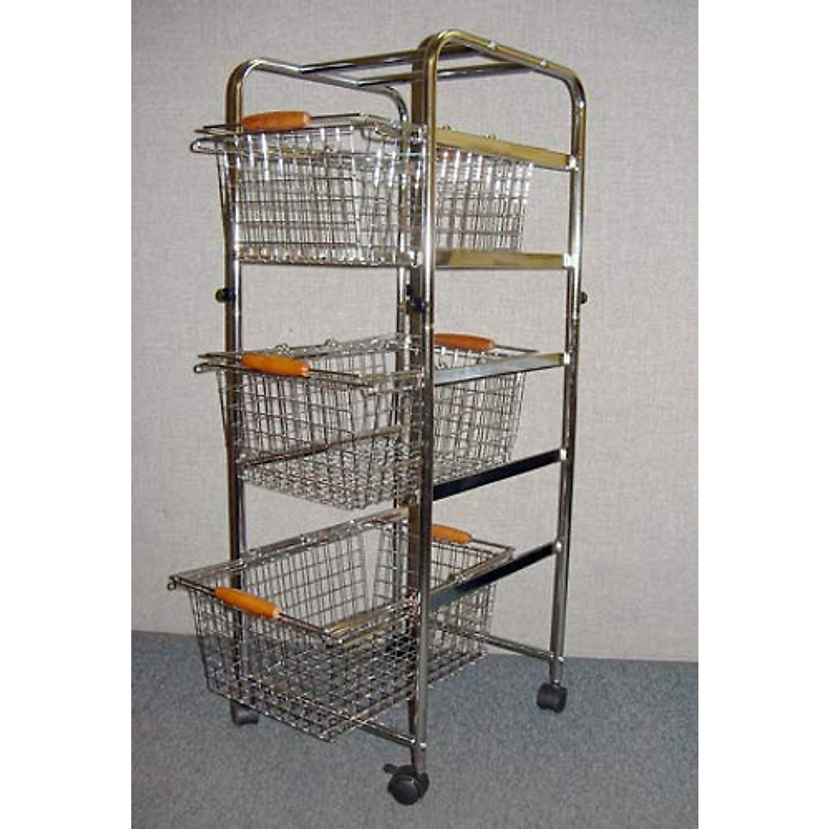 Storage Basket Cart New 3 Tier Wire Rolling with Swivel and Locking casters