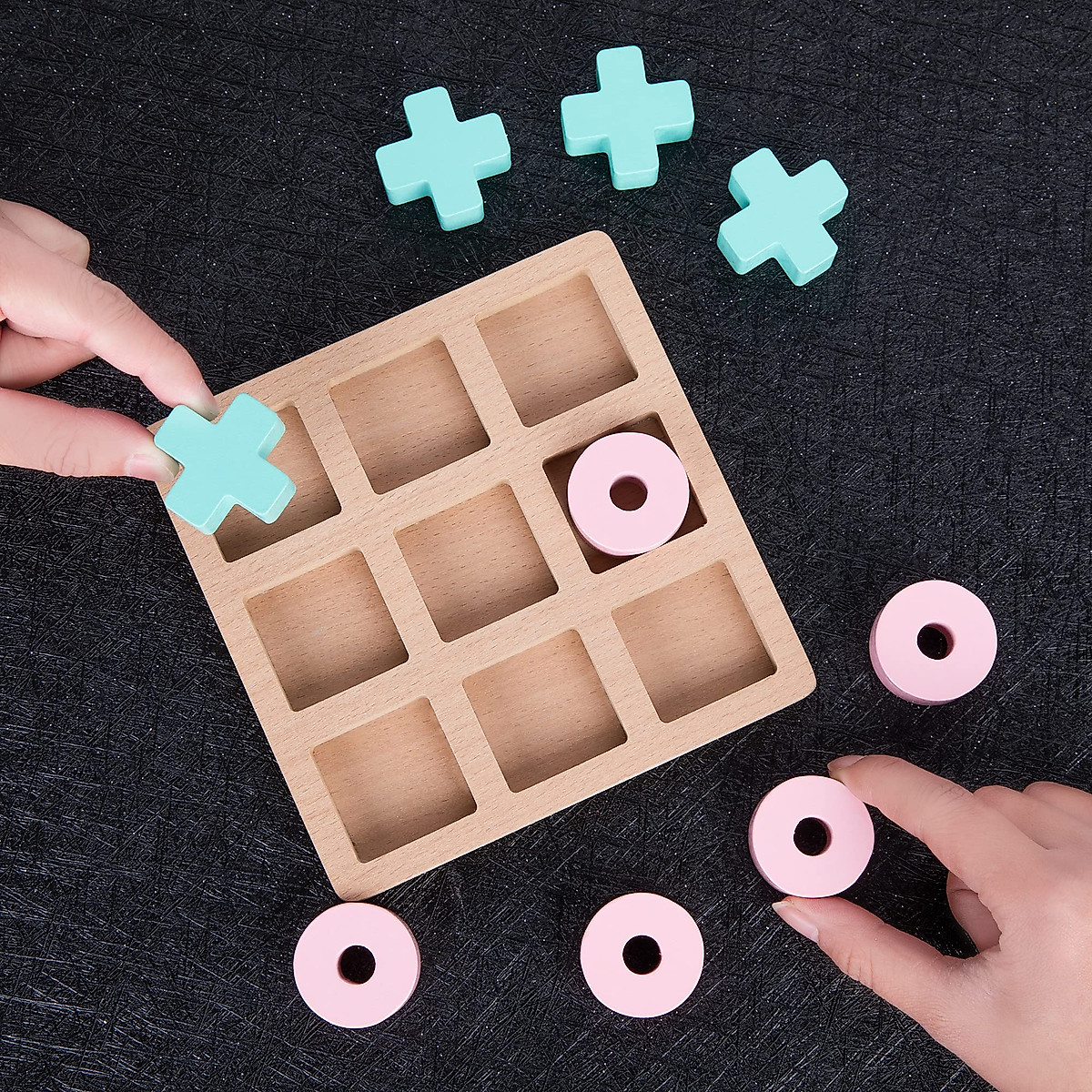 LXGYPWIN Tic-Tac-Toe Game, Wooden Tic-Tac-Toe Game, Small Tic-Tac-Toe Game, Children's Indoor Party Game, Very Suitable for Backyard Entertainment