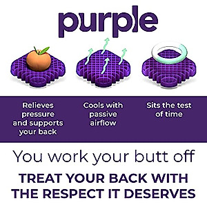 Purple Back Cushion | Pressure Reducing Grid Designed for Ultimate Comfort | Designed for Chairs, Gaming, and Travel | Made in The USA