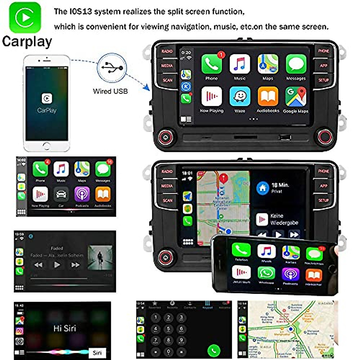 SCUMAXCON 6.5" Car Stereo RCD360 PROII RCD330 Carplay Android Auto ...