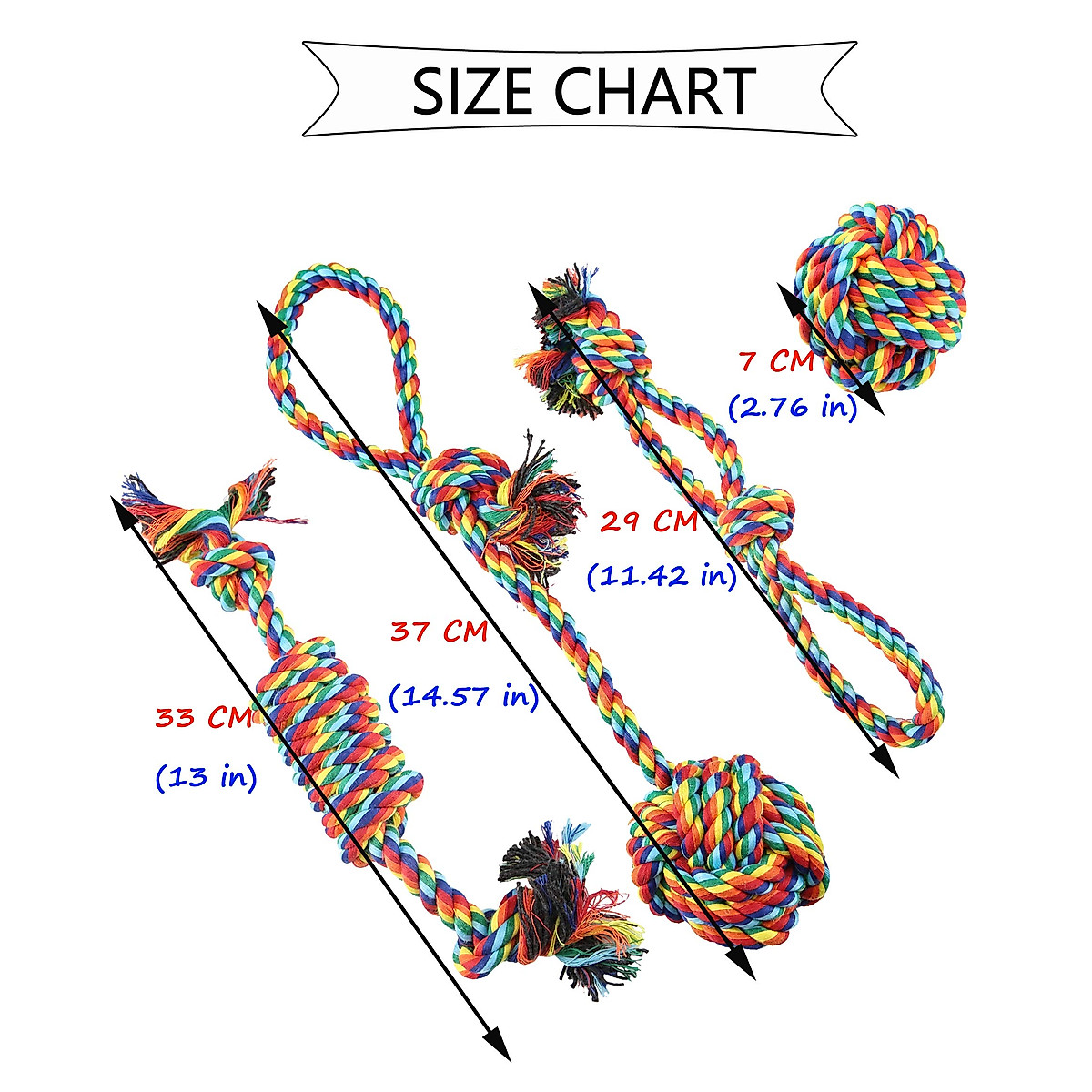 GOGOPETS Dog Chew Toys Rope - Colorful Rope Puppy Chew Toys Washable Cotton Rope Toys Set for Small Dog Puppy Pet（4 Packs/Set）