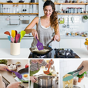 KAY RUK Kitchen Silicone Utensil Set,10Pcs Silicone Cooking Utensils Set,Food Grade Safety Silicone Utensils,480℉Heat Resistant Kitchen Tools,Seamless Easy to Clean, Non Stick Utensils(Multicolor)