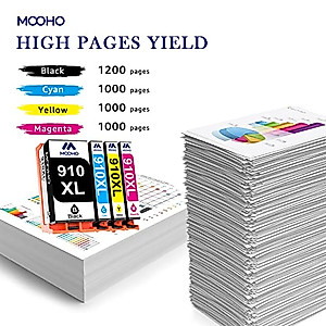 Mooho 910XL Ink Cartridges Replacement Compatible for HP 910 910 XL Ink Compatible with OfficeJet 8025 8035 8020 8022 8028 8015 for 910XL Ink Cartridges Combo Pack (4 Pack)