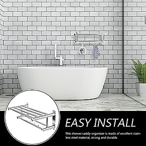 Stainless Steel Towel Rack Hanging Wall Basket Kitchen Shelf Bathroom Shelf Organizer Kitchen Storage Rack Soap Dish Holder Shelf Bathroom Shower Towel Wall Rack Bathroom Organizer