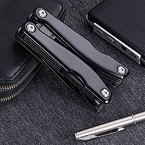 Bundle of 2 Items - Heavy Pocket Knife for Men - Folding Knife with Glass Breaker and Pocket Clip - Tactical Knofe - Multitool with Knife and Pliers - Utility Set of Mini Tools for Everyday Use - Gift