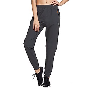 BALEAF Hiking Pants Women Joggers Workout Athletic Lightweight Running Travel Track Pants Quick Dry 2 Zipper Pockets Dark-Gray XL