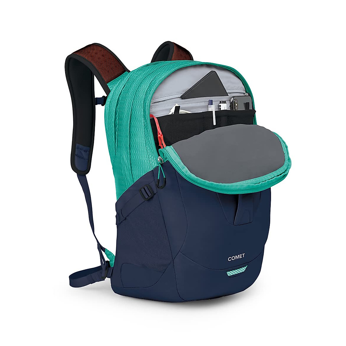 Osprey Comet Laptop Backpack, Reverie Green/Cetacean Blue