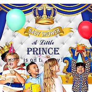 Royal Prince Baby Shower Decoration for Boys, Royal Blue Baby Shower Backdrop Photography Background for Boys Prince Baby Shower Birthday Party Supplies