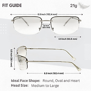 NYS Collection Astor Place Semi-Rimless Metal Sunglasses (Silver Metal Frame/Clear Gradient Lens)