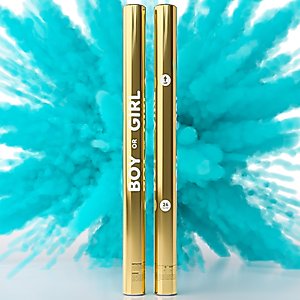 (2 Blue) Giant Gender Reveal Powder Cannon with Holi Powder | TUR Party Supplies | No Mess 100% Biodegradable | 24 inch | Confetti Poppers for Baby Boy or Girl Gender Reveal Decorations