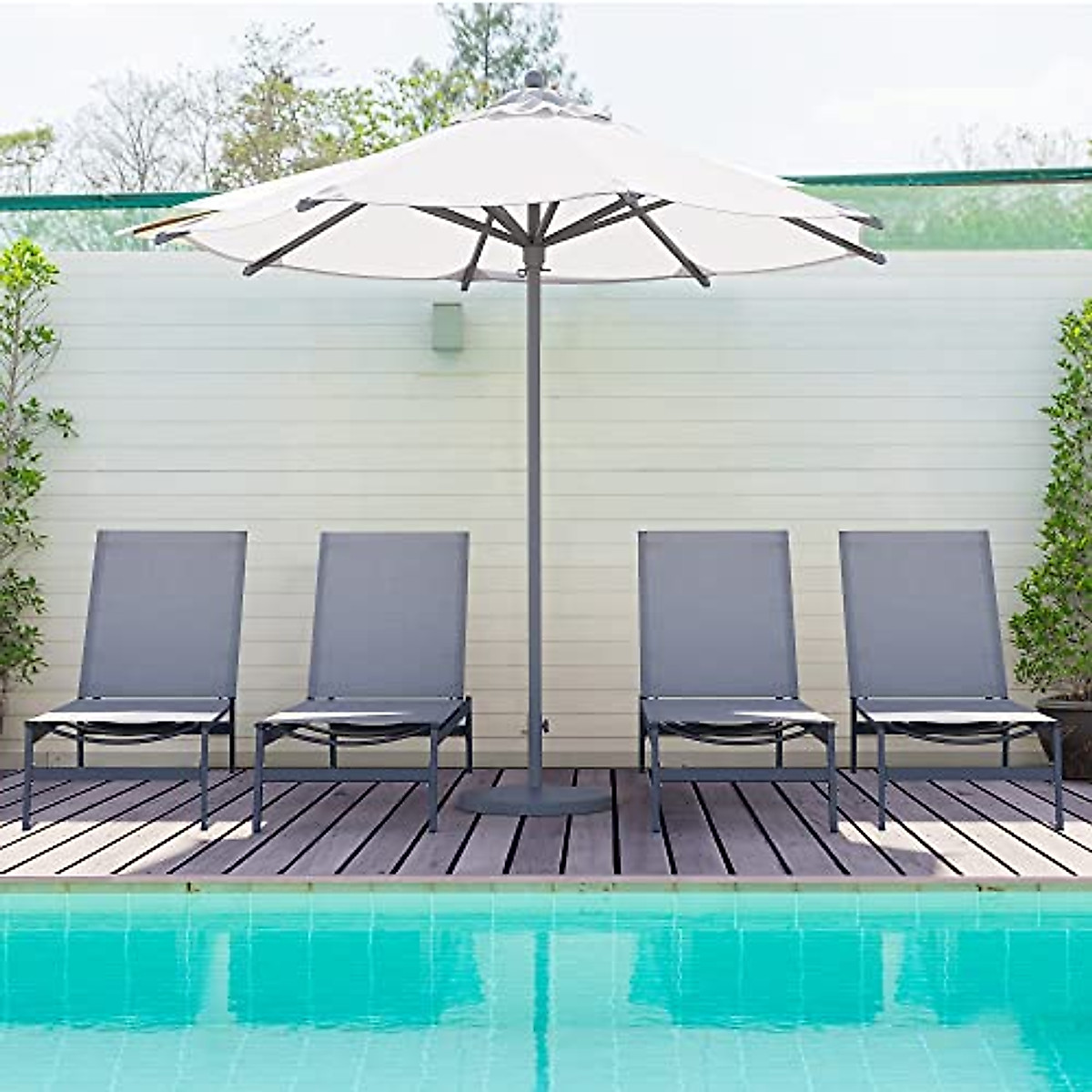 HAPPATIO Patio Chaise Lounge,Patio Lounge Chair with Breathable Textilene Fabric,Outdoor Patio Lounge Chairs for Patio Backyard Porch Poolside(Gray)