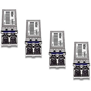 TRENDnet SFP Single-Mode LC Module 4-Pack, TEG-MGBS10/4, For Single Mode Fiber, Distances up to 10km(6.2 Miles), Gigabit SFP, Supports Up to 1.25Gbps, IEEE 802.3z Gigabit Ethernet, Lifetime Protection